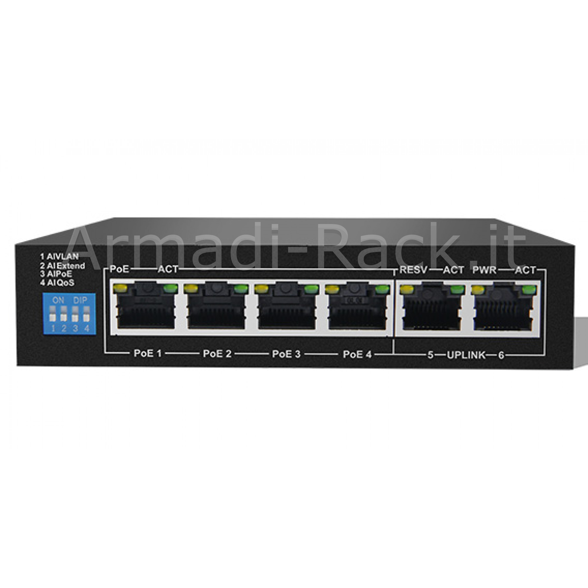 Switch di rete 6 porte con 4 porte 10/100 poe + 2 porte uplink - Armadi ...